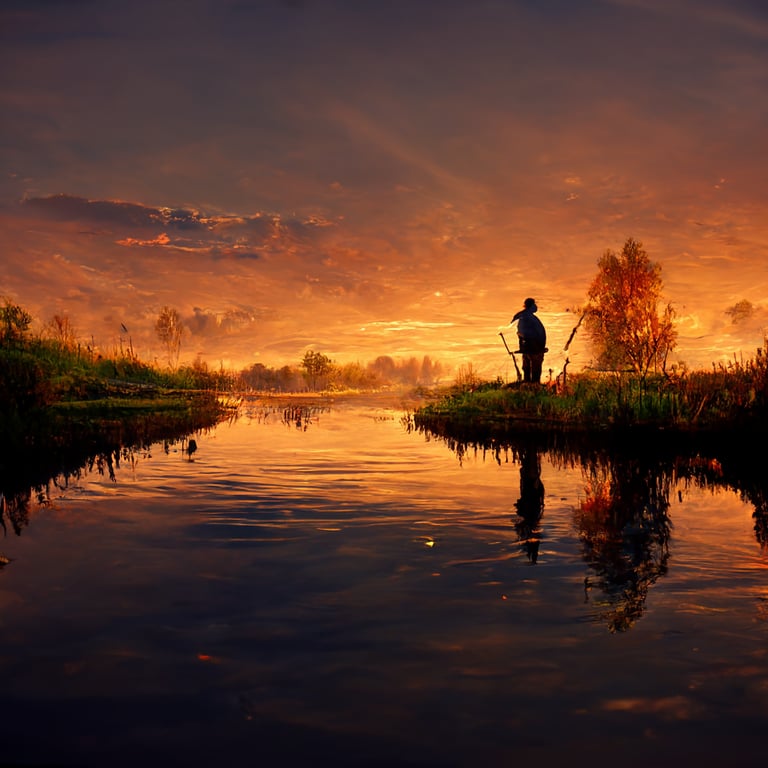 Fishing Sunset Wallpaper