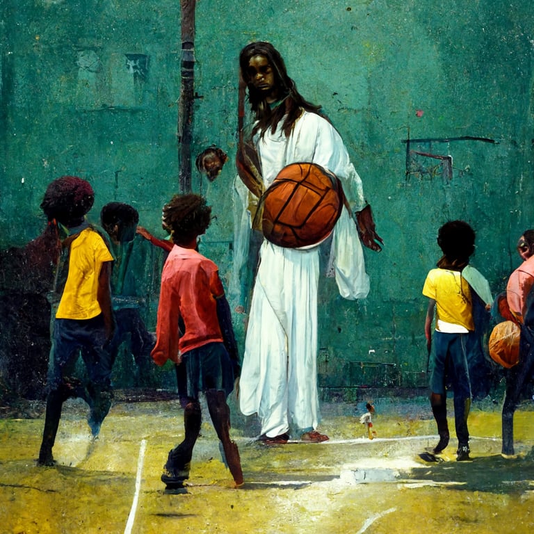 Black Kid Playing Basketball