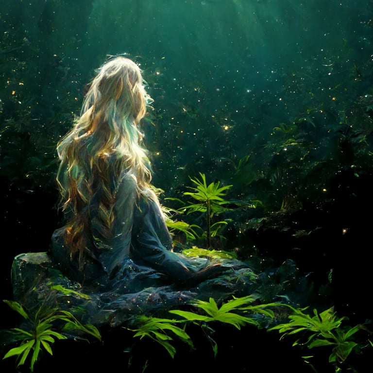 prompthunt: blonde mermaid sitting on rock, night, mermaids in water ...