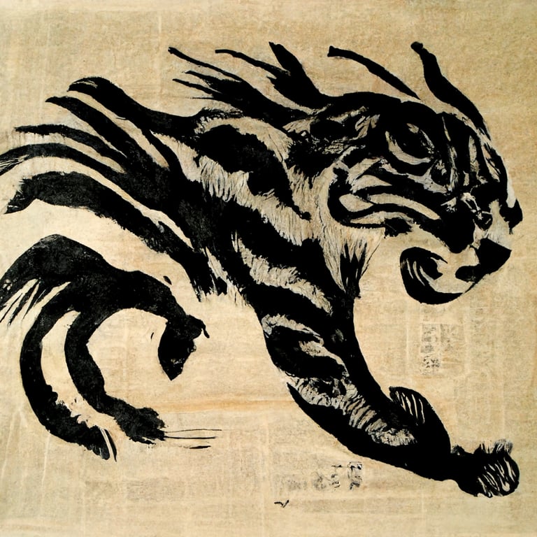 Leaping Tiger Drawing