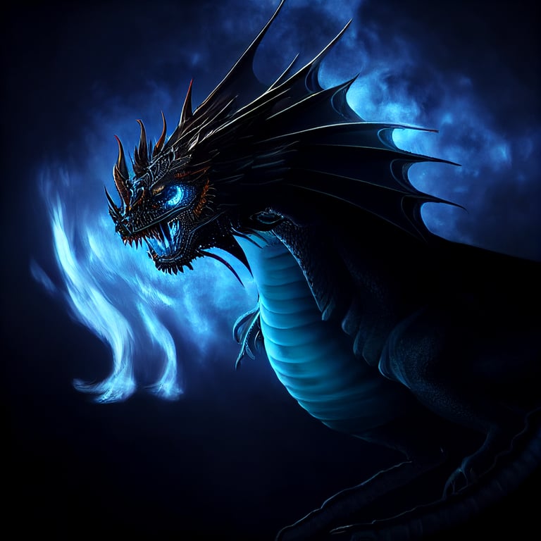 Dragon Breathing Blue Fire