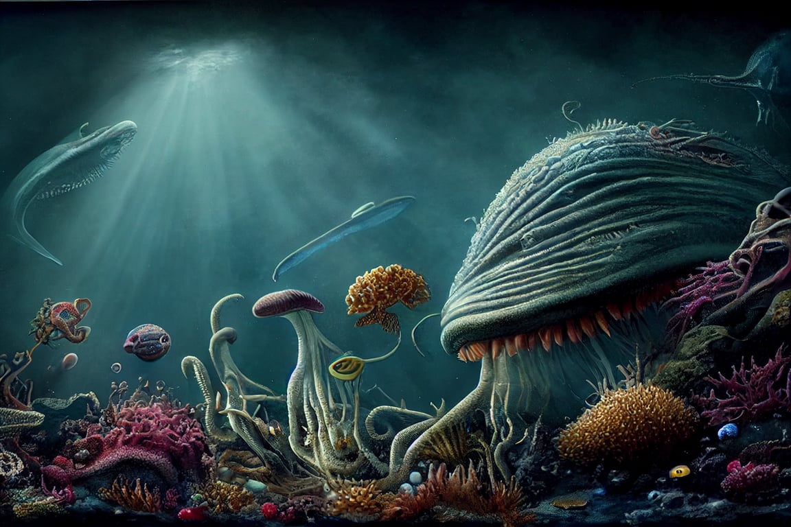 prompthunt: alien sea life on alien ocean planet, underwater, coral ...