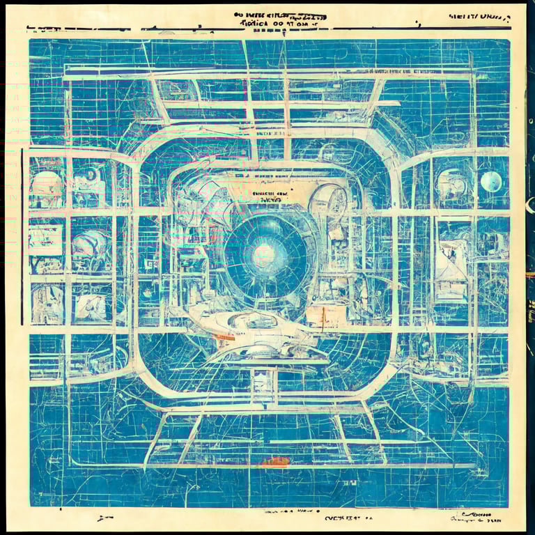 prompthunt: blueprint on white background of underground labratory ...