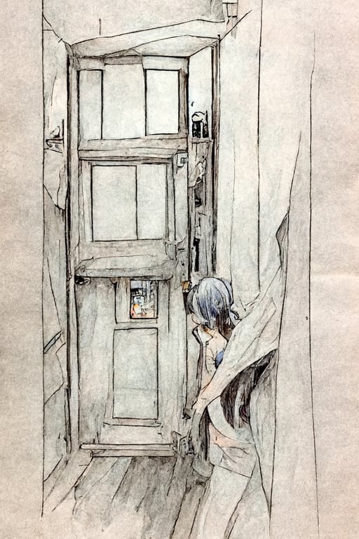 Anime Girl Looking Out The Window Drawing