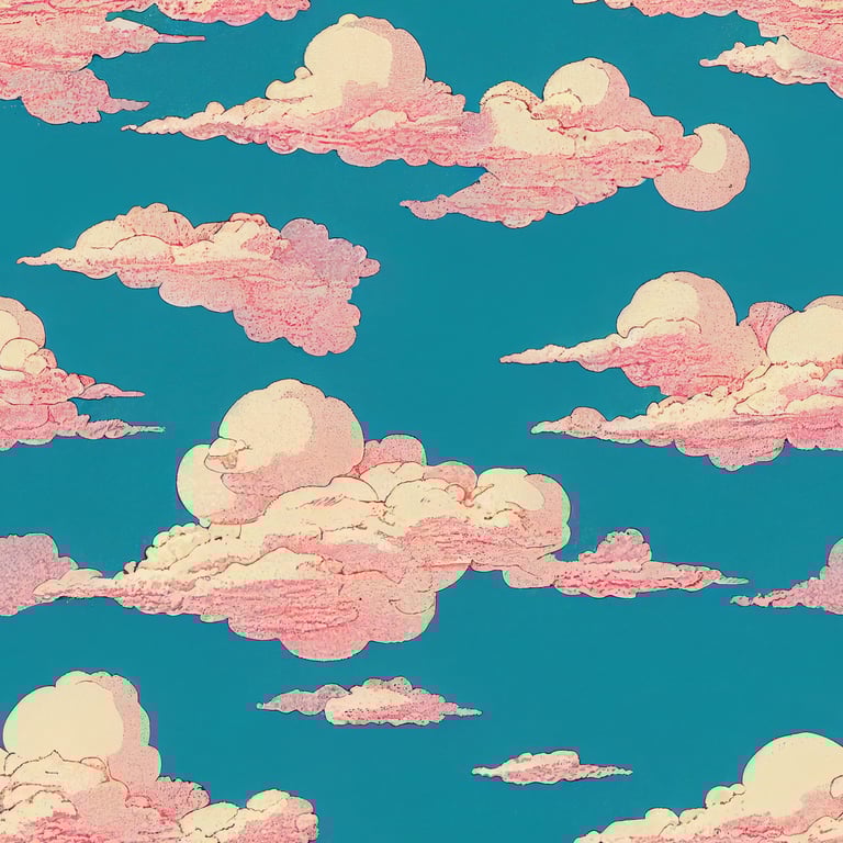prompthunt: studio ghibli fluffy clouds pattern