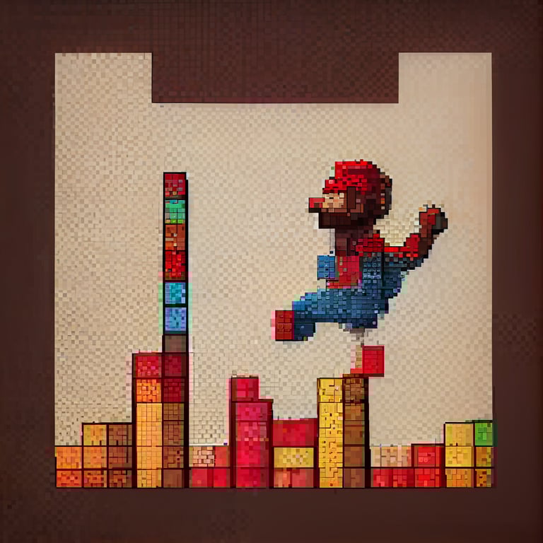 8 Bit Mario Jumping Grid