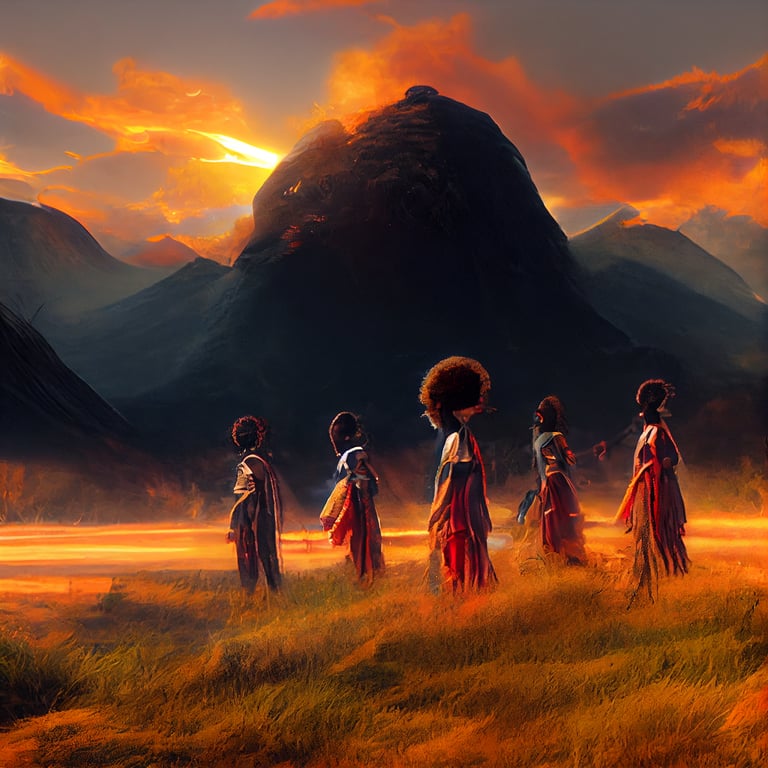 Africans Dancing Around Fire