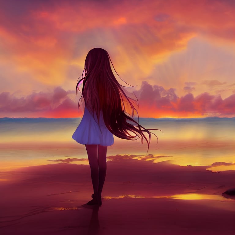 Anime Girl Sunset