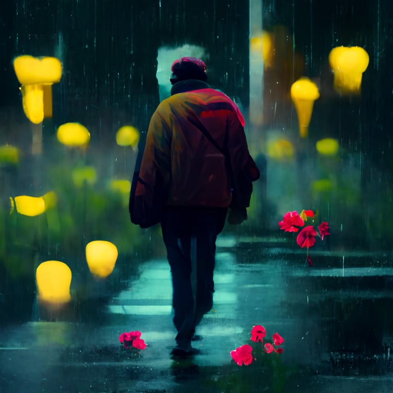 Man Alone In Rain Wallpaper