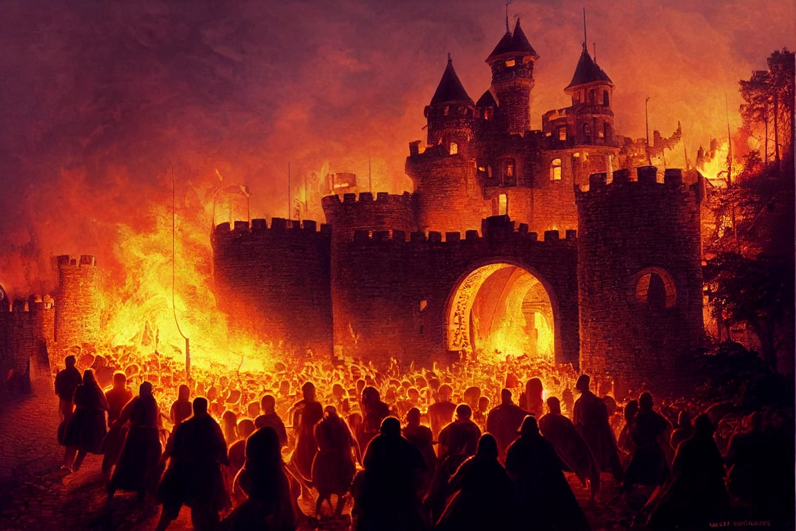 Medieval Castle On Fire