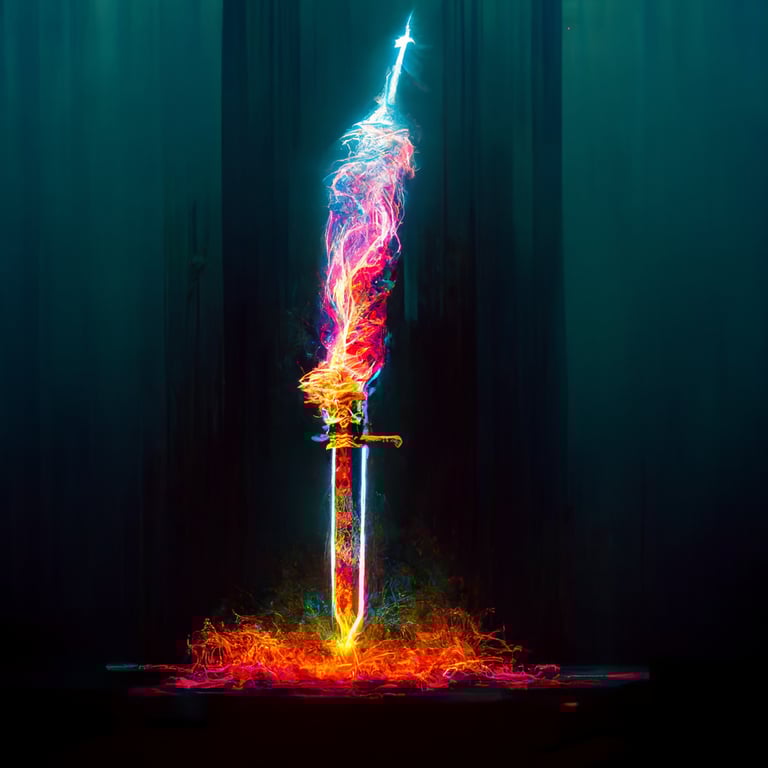 prompthunt: flaming sword with sparks of fire and electricity passing ...