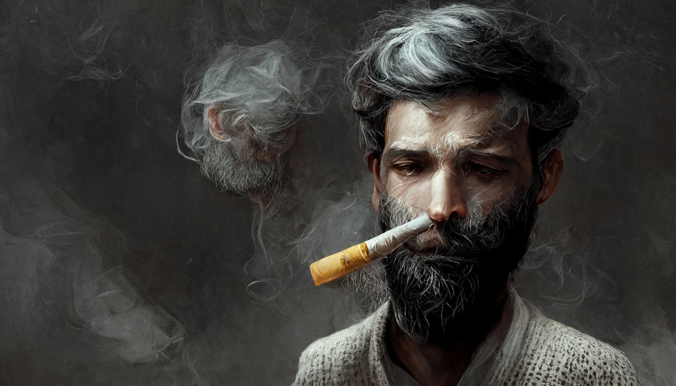 Depressed Man Smoking