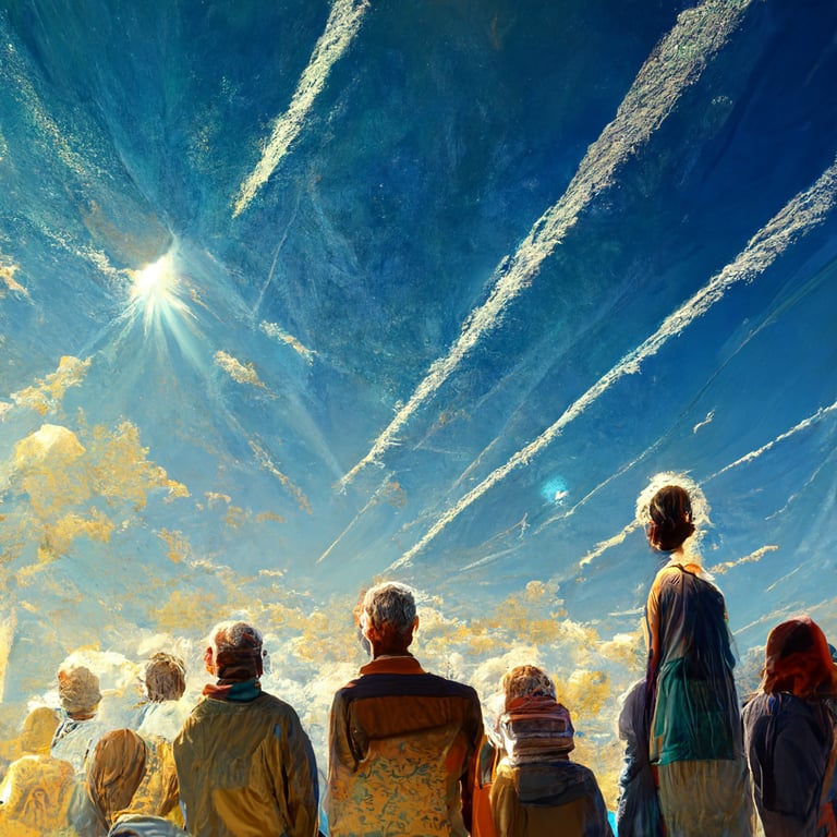 Crowd Looking Up At The Sky