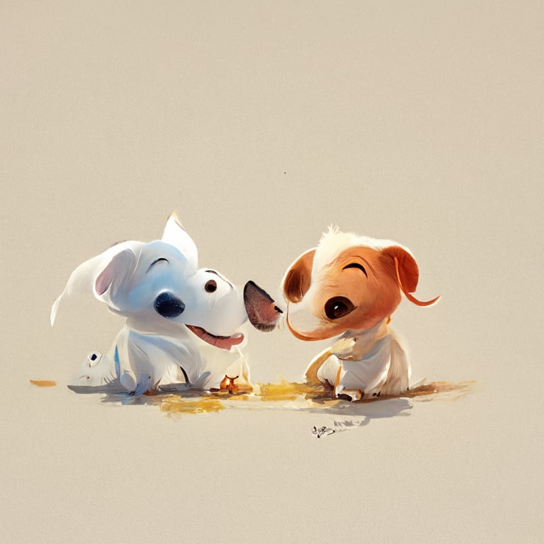 Dogs Playing Together Cartoon
