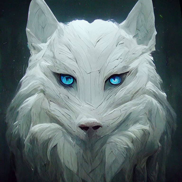 Anime White Wolf Blue Eyes