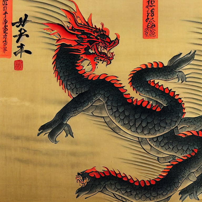 Ancient Japanese Art Dragon