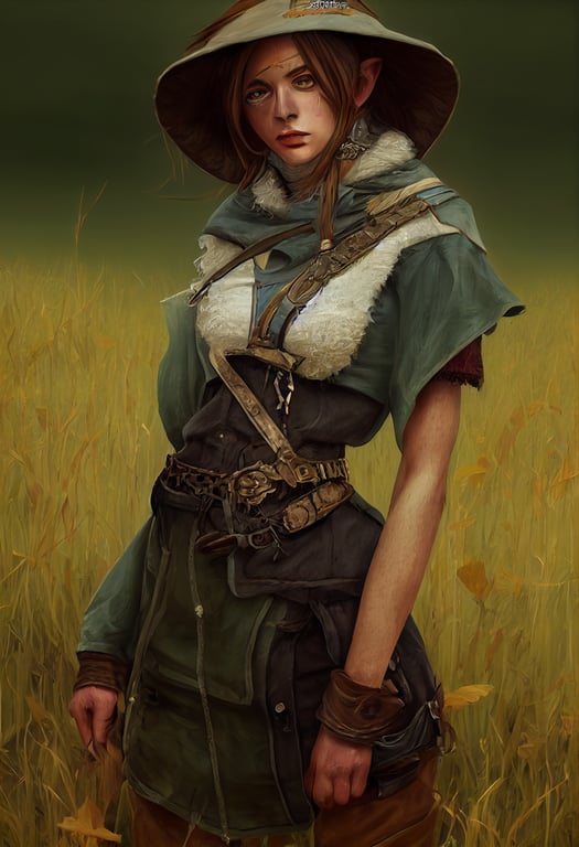 prompthunt: full-body portrait, female dnd elf farmer, farmer ...