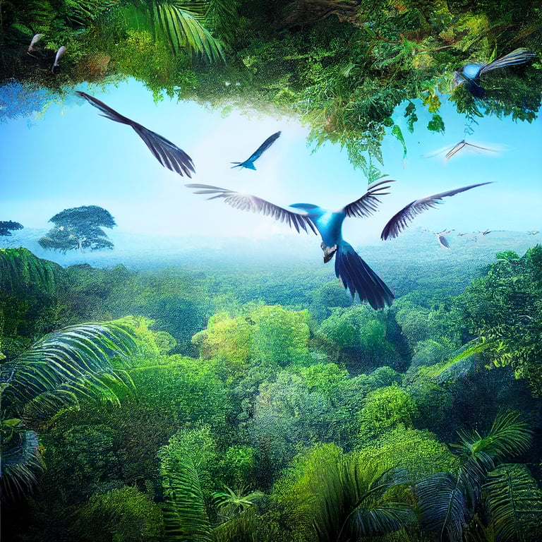 Jungle Birds Flying
