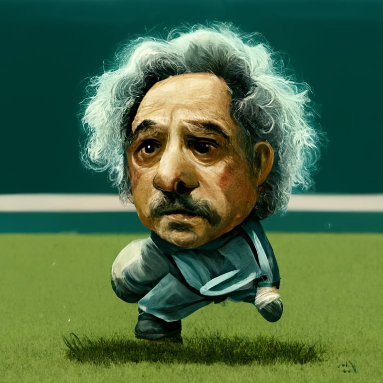 prompthunt: Albert Einstein playing football