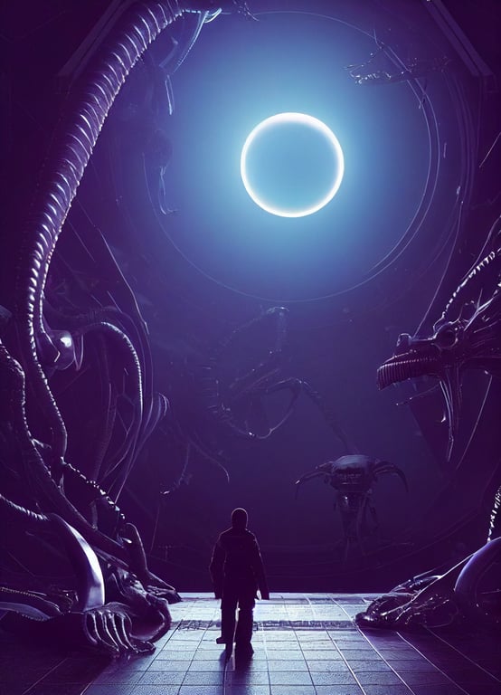 prompthunt: fiction meets, in the distant future, between the crew of a ...