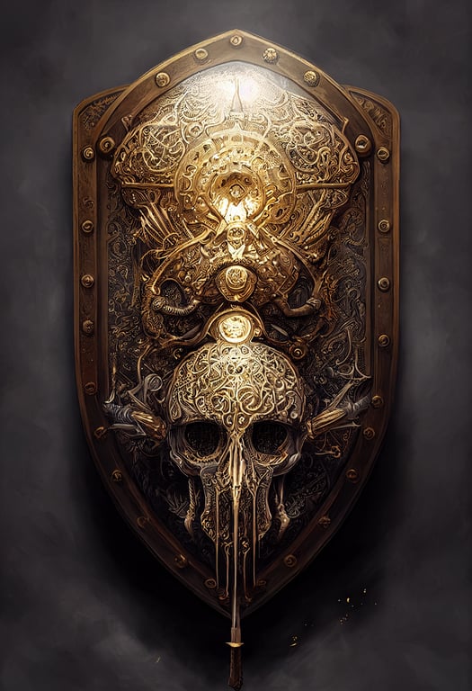 prompthunt: Majestic Medieval Fantasy shield With a gilded very ...