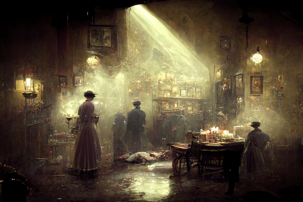 prompthunt: Edwardian crime scene, magical, enchanting, mystery ...
