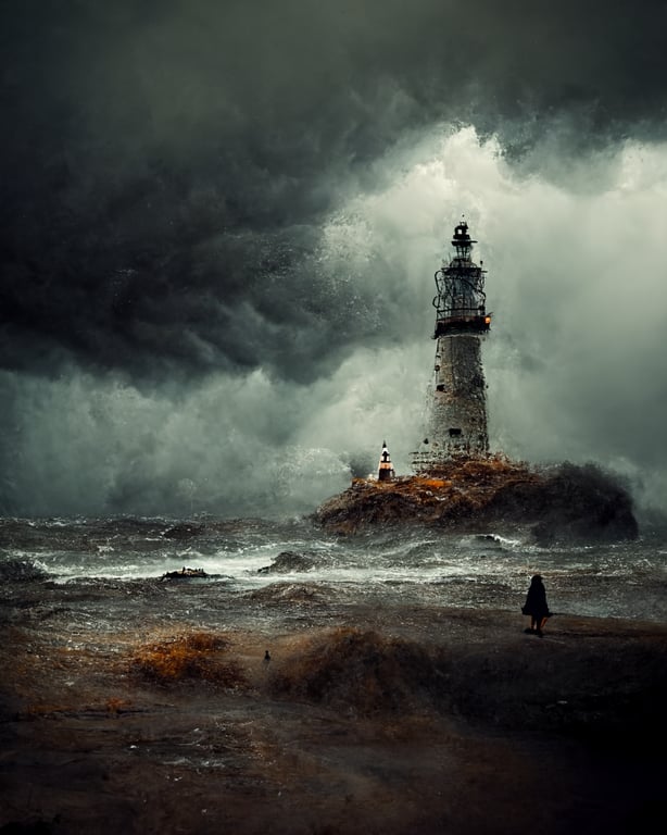 Lighthouse Storm Ship