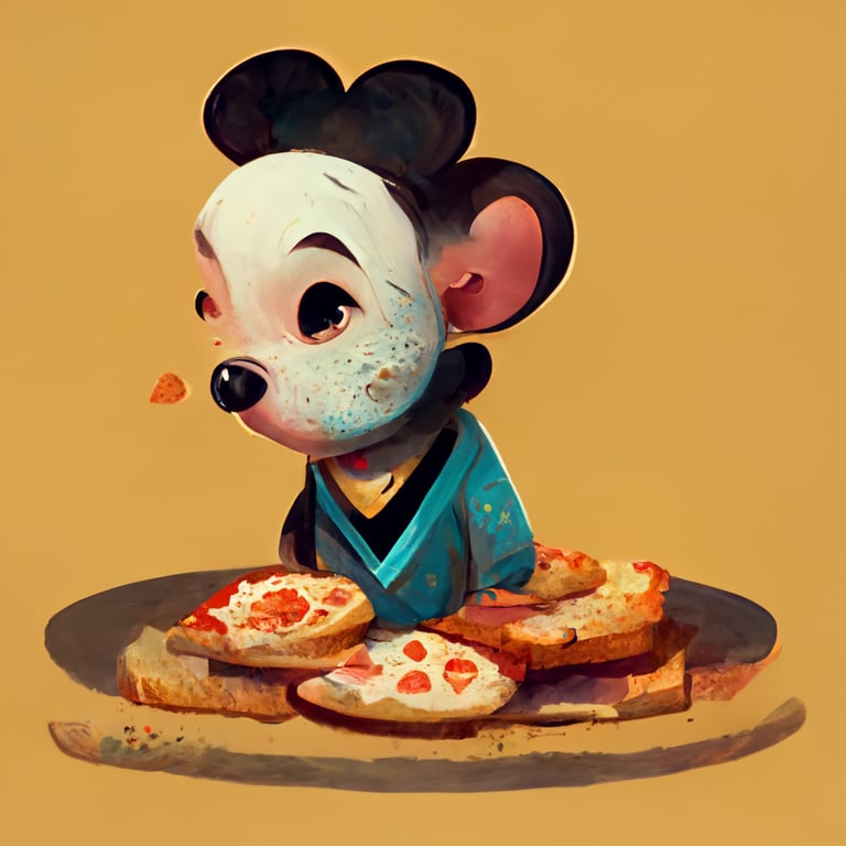 Mickey Mouse Eating Pizza
