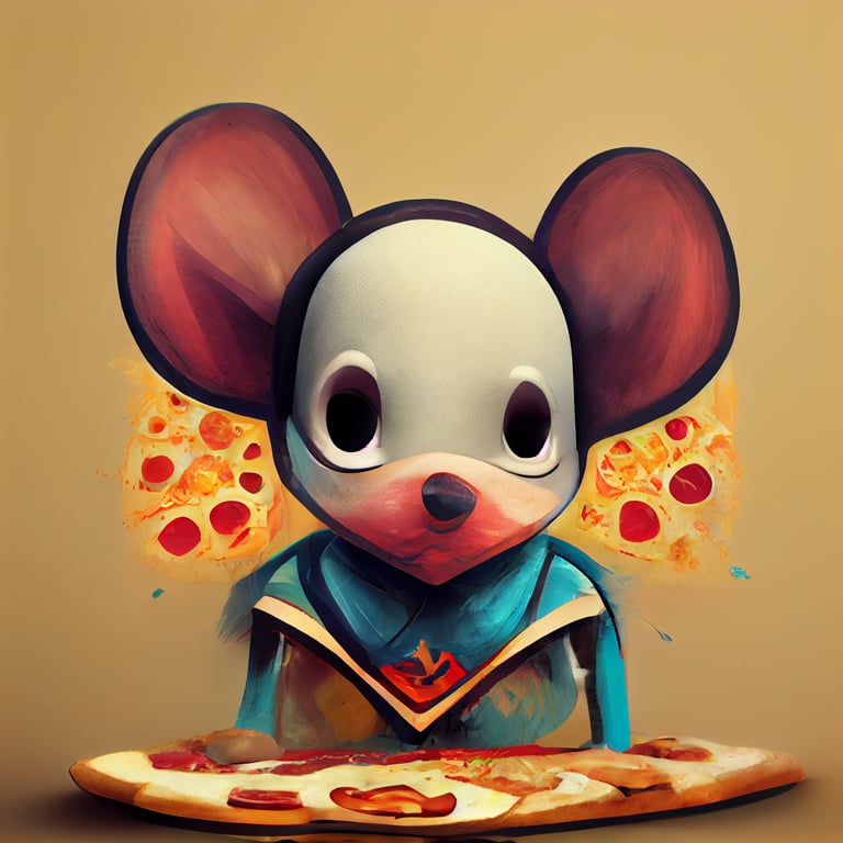 Mickey Mouse Eating Pizza