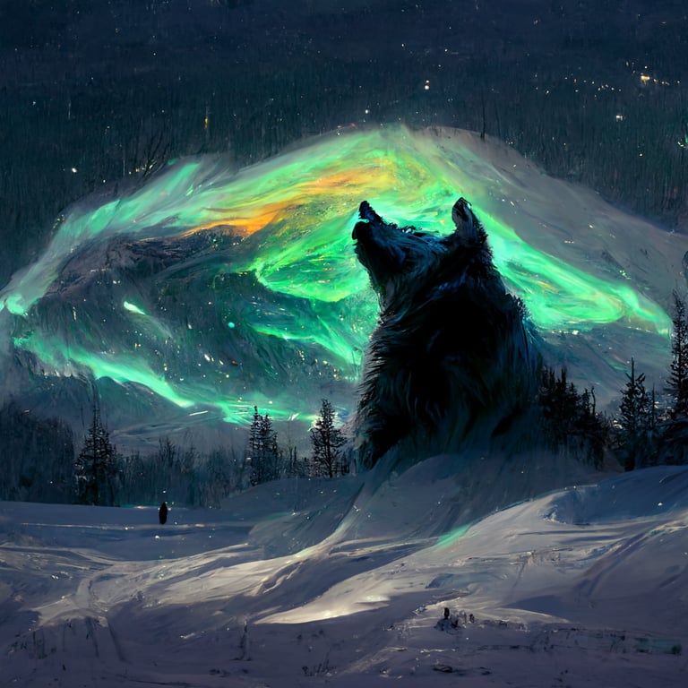 Northern Lights Wolf Wallpaper