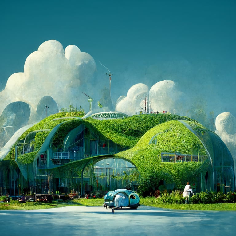 prompthunt: low carbon net neutral pristine environment Pixar style