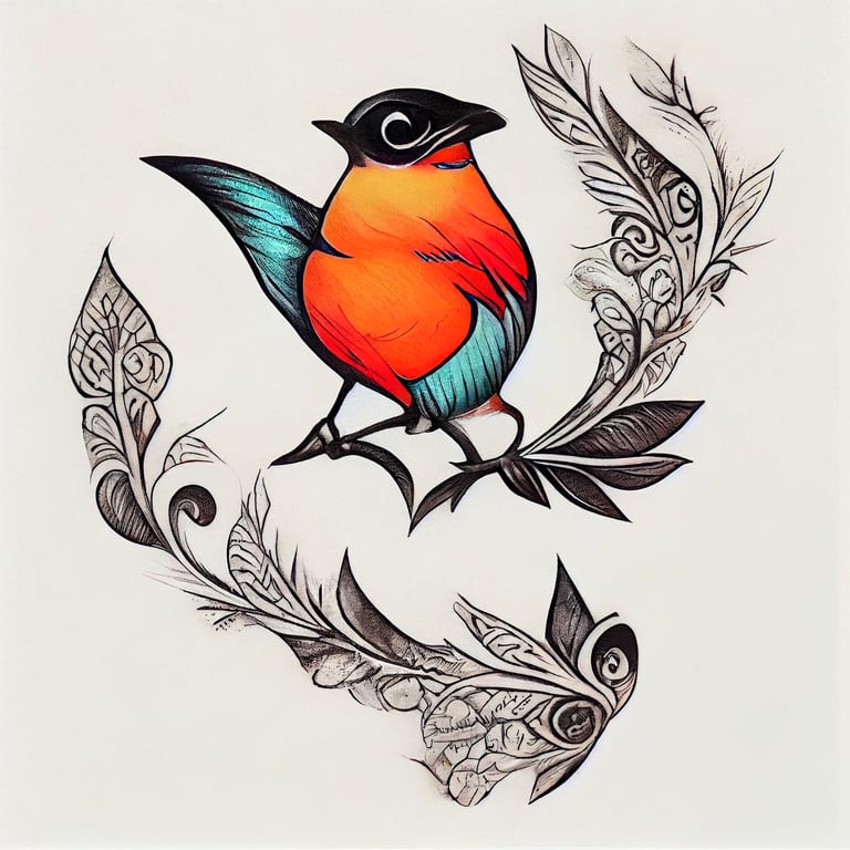 Robin Bird Tattoo Drawing