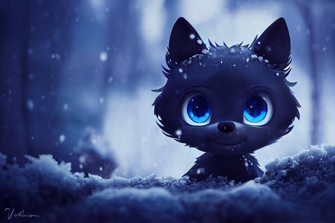 Black And Blue Anime Wolf