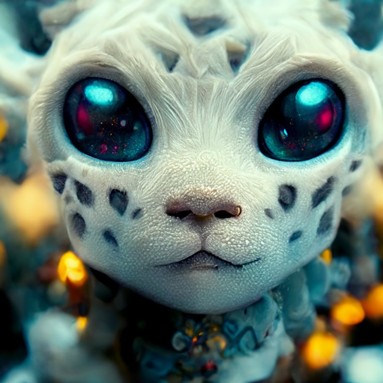 prompthunt: a cute bio mechanical alien snow leopard, patches of fur ...