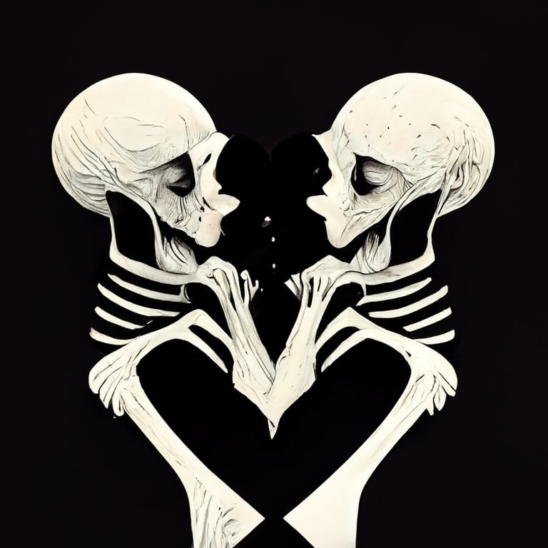 Skeletons In Love Drawing