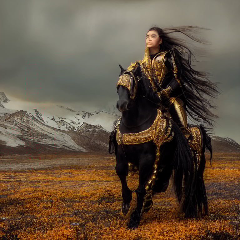 Female Warrior On Horse