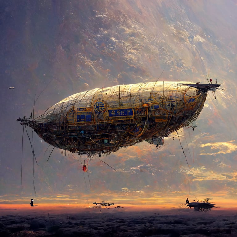 prompthunt: cheng ting ting，airship，space，star