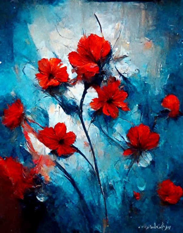 Red Flower Canvas Painting