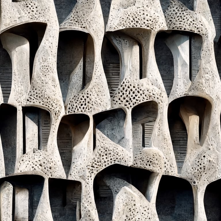 prompthunt: a futuristic facade designed with 3d-printet concrete ...