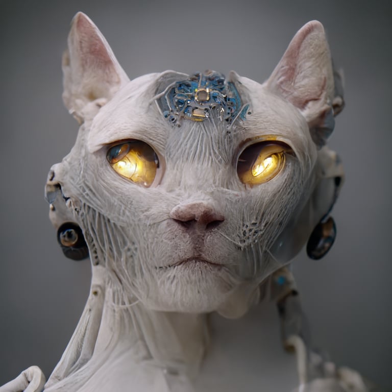 prompthunt: cat portrait, side profile, detailed anatomy, machine look ...