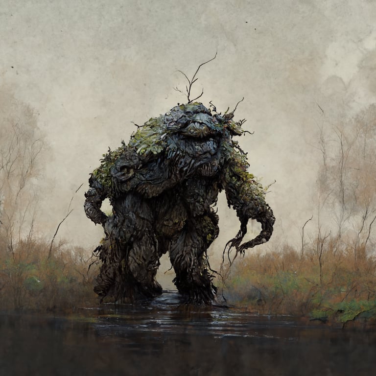 prompthunt: a grey swamp troll, sideview, skin filled with blight