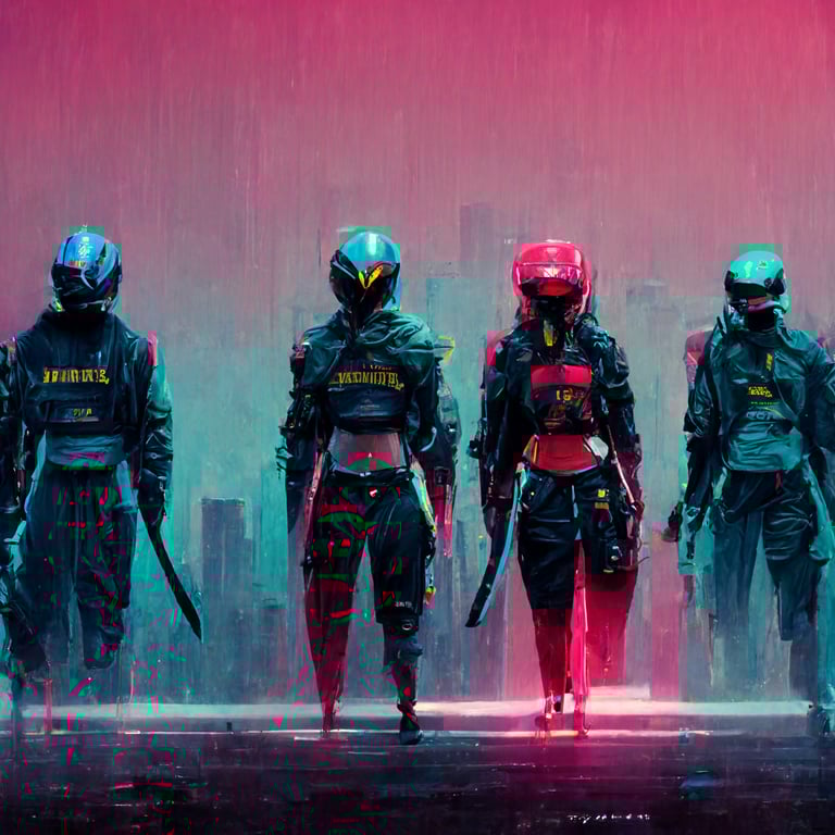 prompthunt: power rangers in cyberpunk style