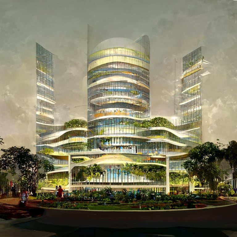 prompthunt: Infosys company office design, passive design, high-rise ...