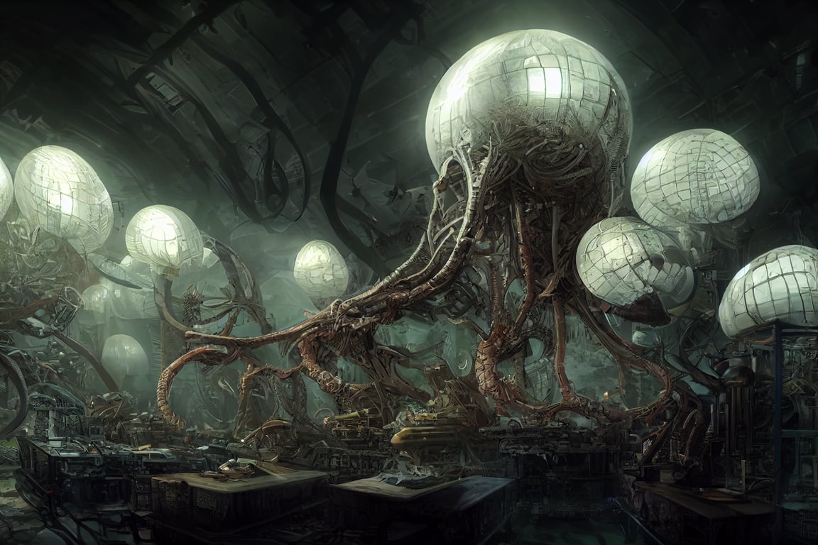 prompthunt: Biopunk style . Ancient bio-hacking lab, 7 in a massive ...