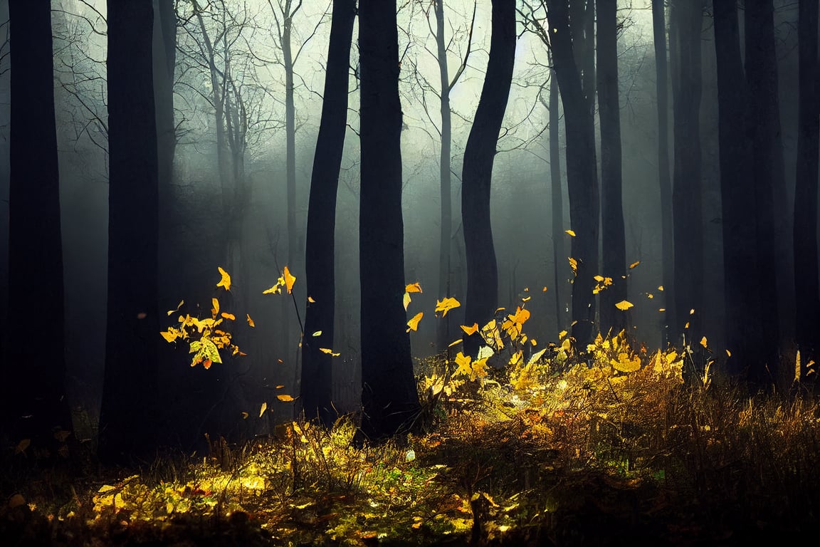 Wind Blowing Trees In Forest