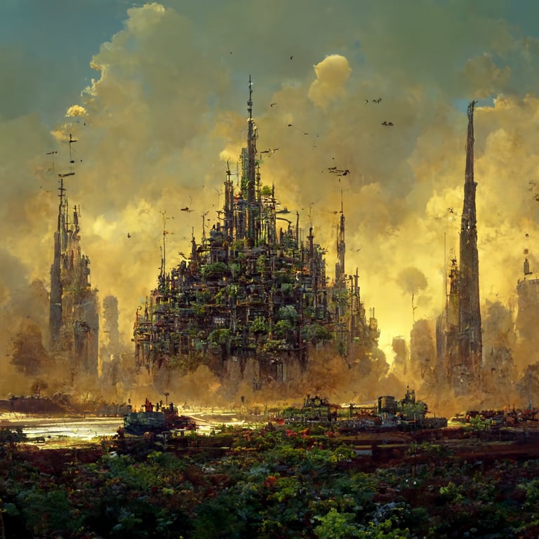 prompthunt: warhammer 40k hive city in nature