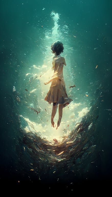 Anime Girl Drowning In Water