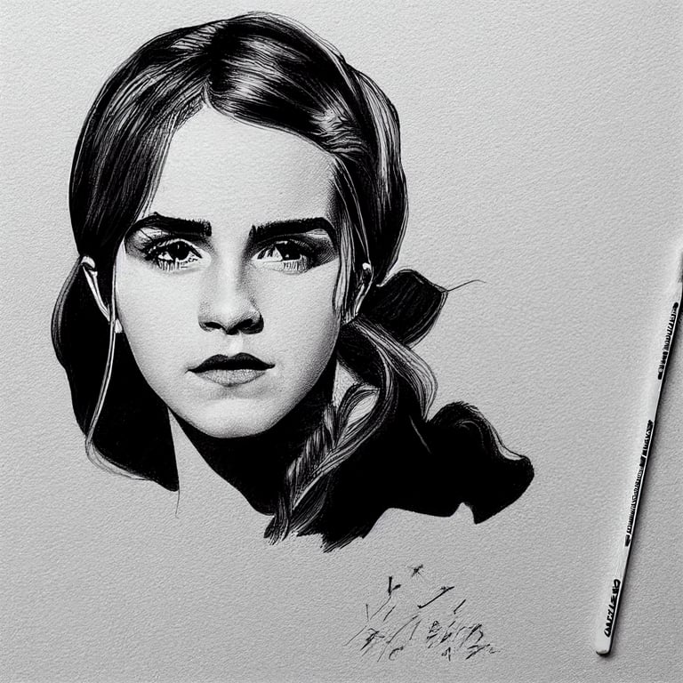 Emma Watson Black And White Drawing