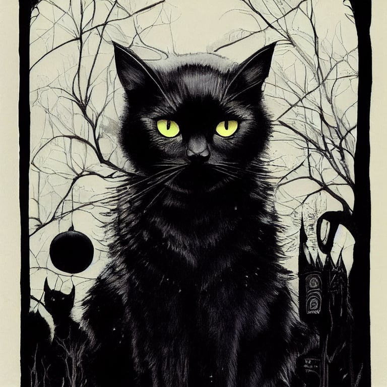 Scary Black Cat Drawing