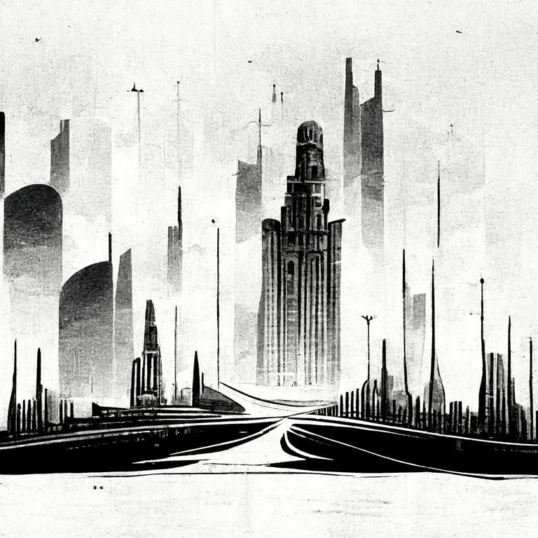 Future City Skyline Drawing